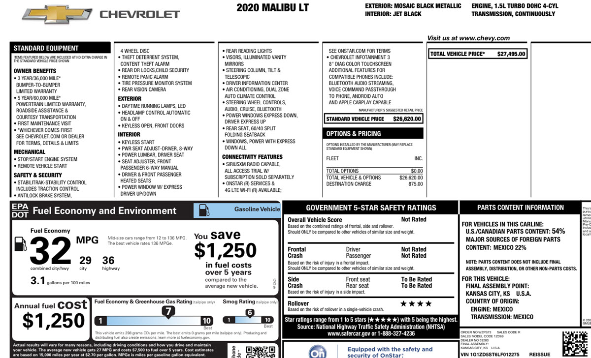 Salvage 2020 Chevrolet Malibu LT | X2 BUILDERS